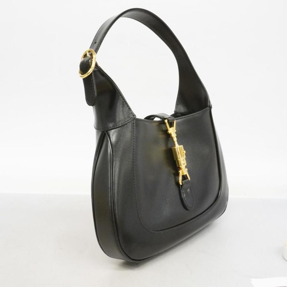 Gucci Hardware Jackie Leather Black Gold Shoulder Bag - Gem